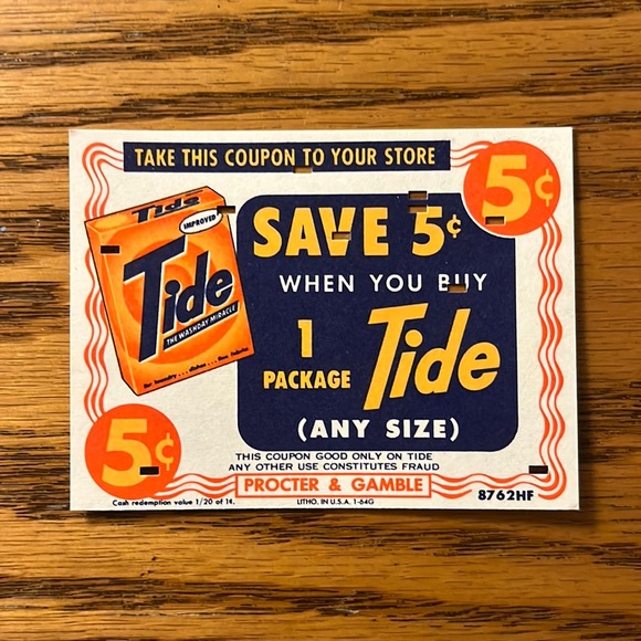 Vintage | Other | Vtg 6s Tide Laundry Detergent Keypunch 5c Coupon ...